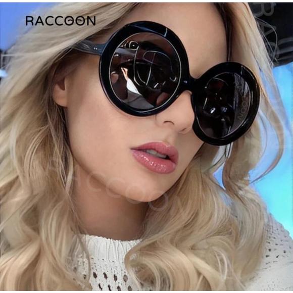 Accessories | Vintage Big Round Sunglasses Women Black Oversized Sun ...